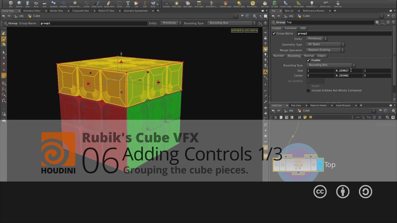Rubik’s cube | 06 | Adding Controls 1/3 - Grouping the pieces | SideFX